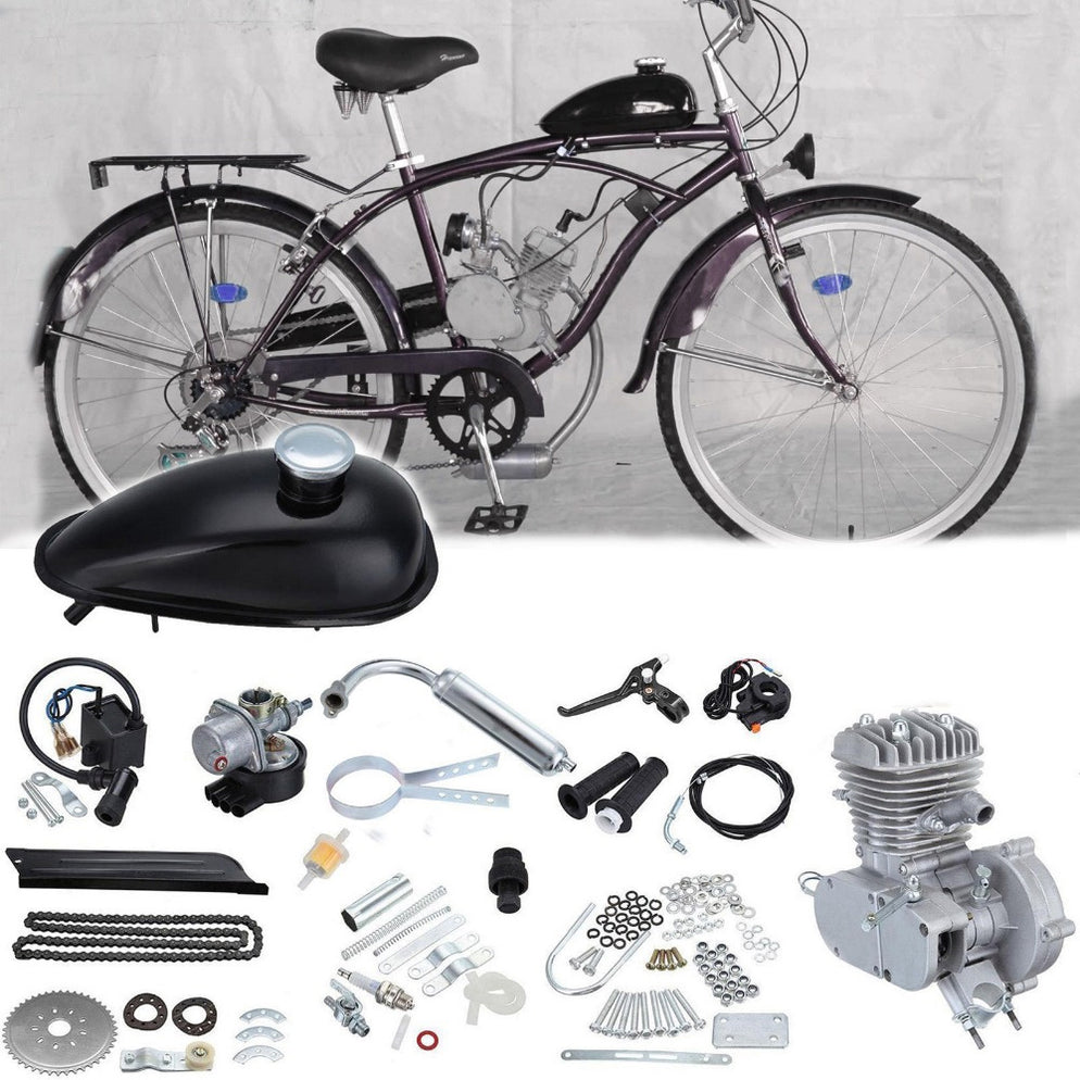 80cc Motorised Bike Kit 2-Stroke Bicycle Engine Motor Refit for 26" 28 ...